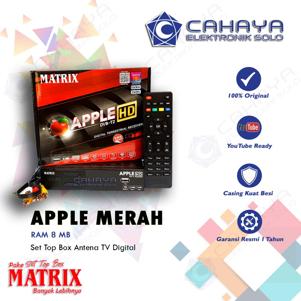 Jual Set Top Box STB DVBT2 Matrix Apple HD Digital Antena UHF DVB T2 TV ...