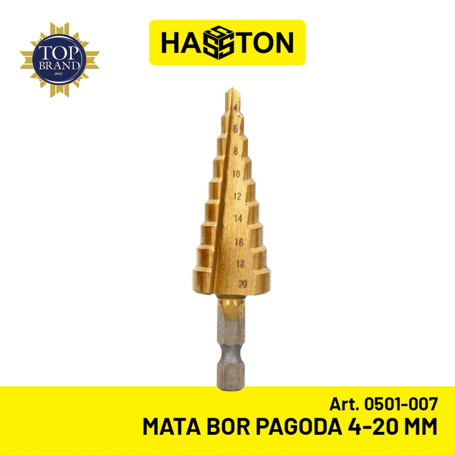 Jual Mata Bor Besi Pagoda Step 4 - 20 mm HASSTON - Kerucut Spiral Multi ...