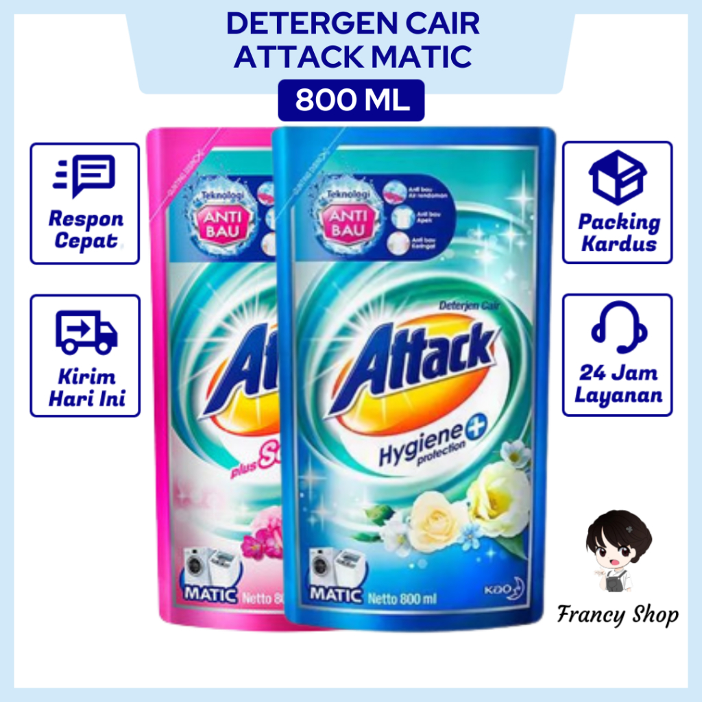 Jual Deterjen Attack Matic Pink 800 ml / Attack Matic Liquid Hygiene ...