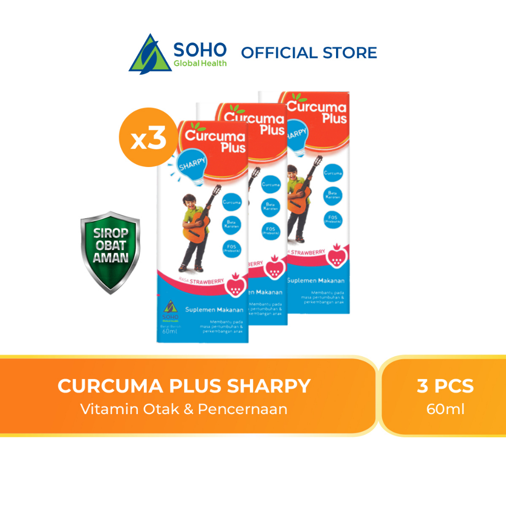 Jual Curcuma Plus Sharpy Strawberry Suplemen Sirup Anak 60ml - Isi 3 ...