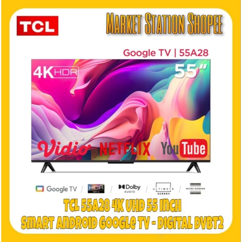 Jual Smart Android Google TV TCL 55 Inch 4K UHD Bezelless Garansi Resmi ...