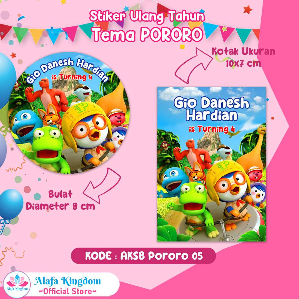 Jual [alafakingdom] Stiker Label Bulat Ulang Tahun PORORO | Label ...