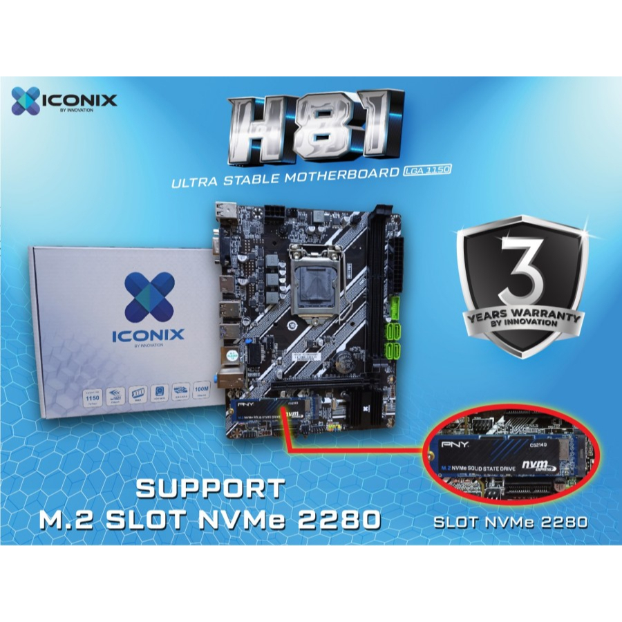 Jual Motherboard Iconix H81-DA1 Slot NVME Socket LGA 1150 | Shopee ...