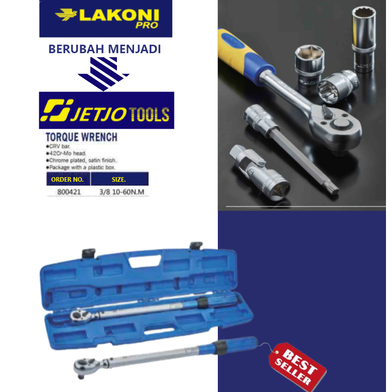 Jual Lakoni Pro Kunci Momen Torsi Torque Wrench 3/8" 10-60N.m Jetjo ...