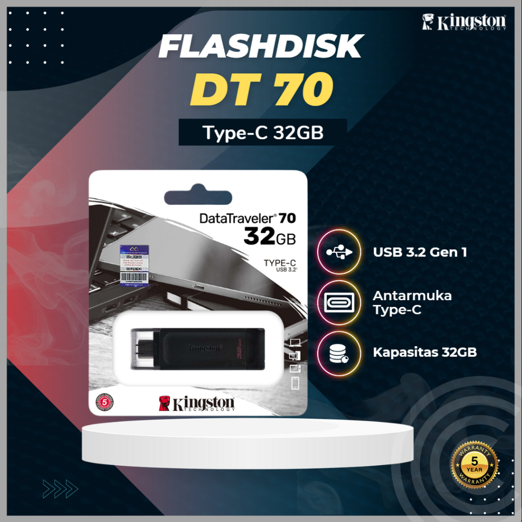 Jual Flashdisk Kingston DT70 - 32GB | Type C | ORI | Shopee Indonesia