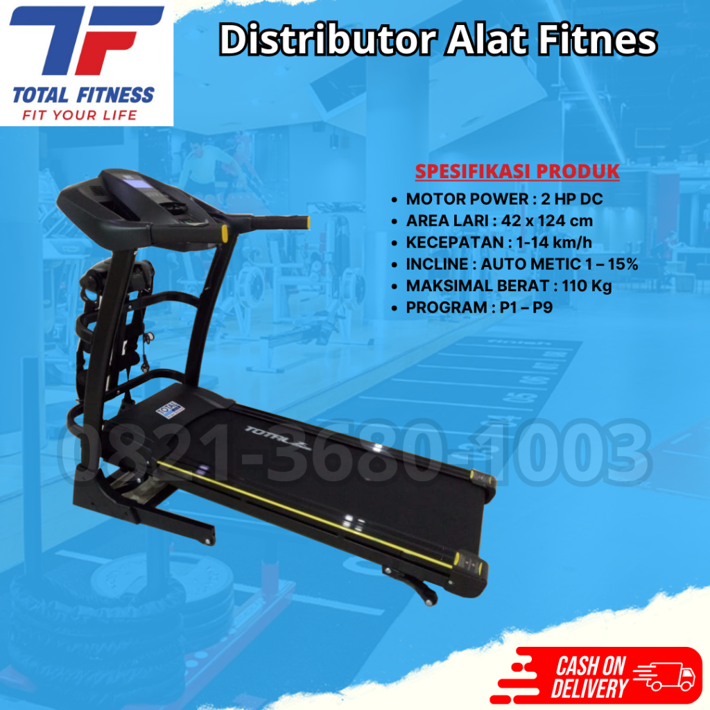 Jual Alat Fitness Treadmill Elektrik 3 Fungsi Auto Incline TL 636 Murah ...