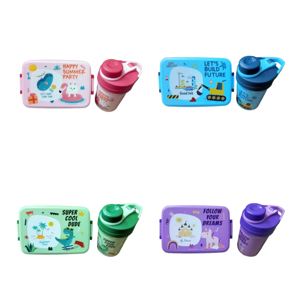 Jual LUNCH BOX SET KOTAK BEKAL SET BOTOL MINUM KARAKTER ANAK LUCU 323 | Shopee Indonesia