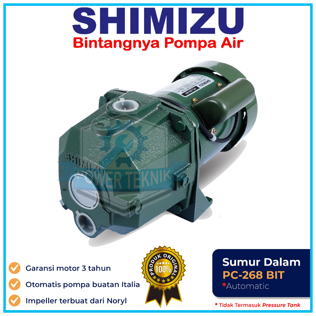 Jual Pompa Air Jet Pump Otomatis SHIMIZU PC-268 BIT Pompa Air Listrik Sumur Dalam 30 Meter PC ...