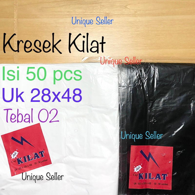 Jual [Isi50] Kresek KILAT Uk 28x48 Tebal 02 Putih Hitam / Kantong ...