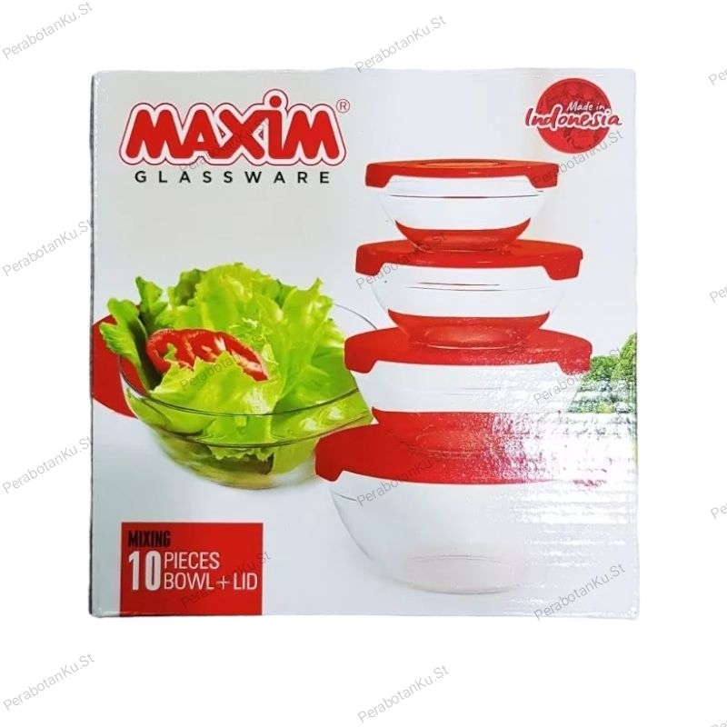 Jual MAXIM GLASSWARE BOWL + TUTUP / MANGKOK KACA SET SUSUN / RANTANG ...