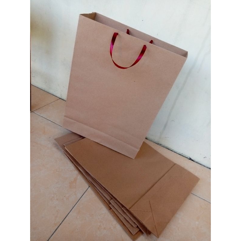 Jual paper bag paperbag buket tali pita ukuran 30x40 lebar 12 cm ...