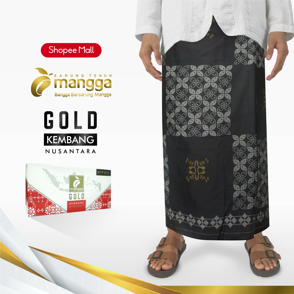 Jual Sarung Mangga Gold Kembang Nusantara Batik Hitam Motif Kawung ...