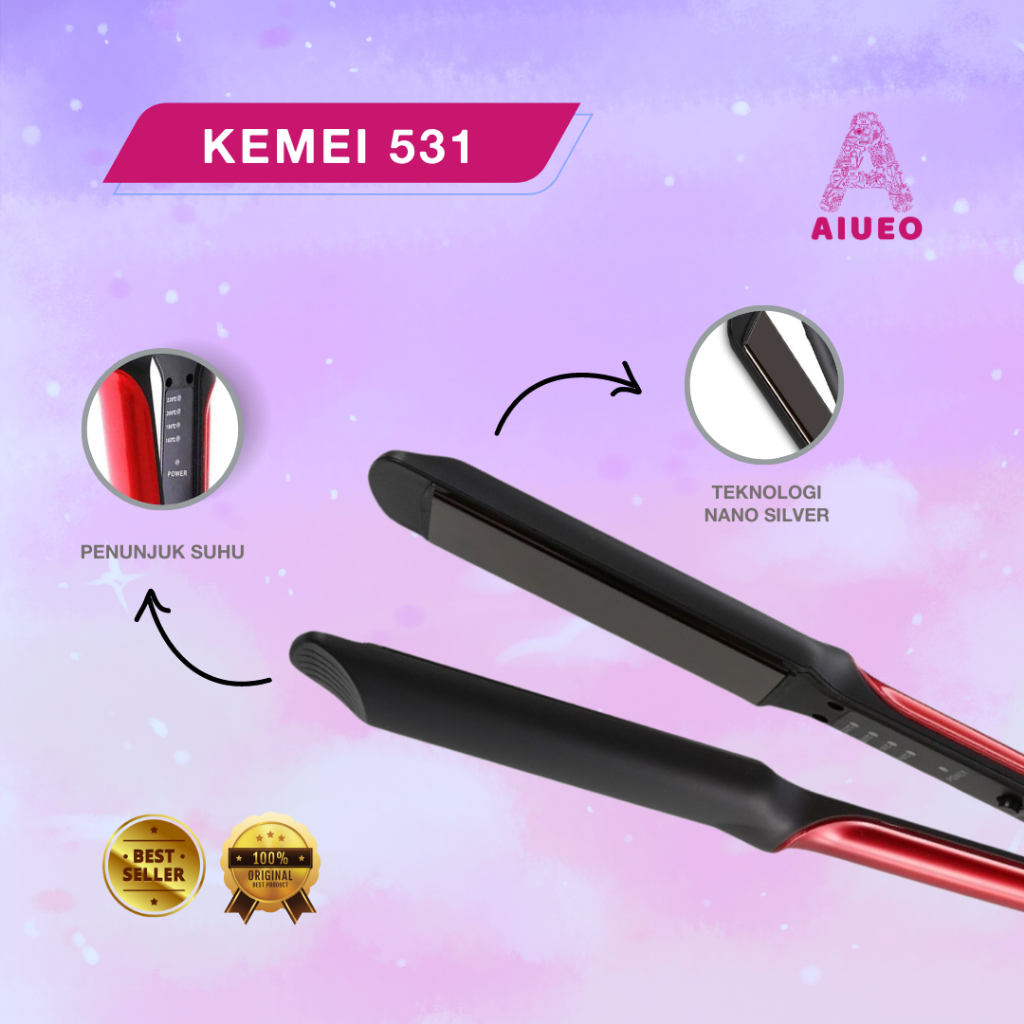 Jual AIUEO | Catokan Kemei Murah 531 Curly Straight Lurus Keriting Alat ...