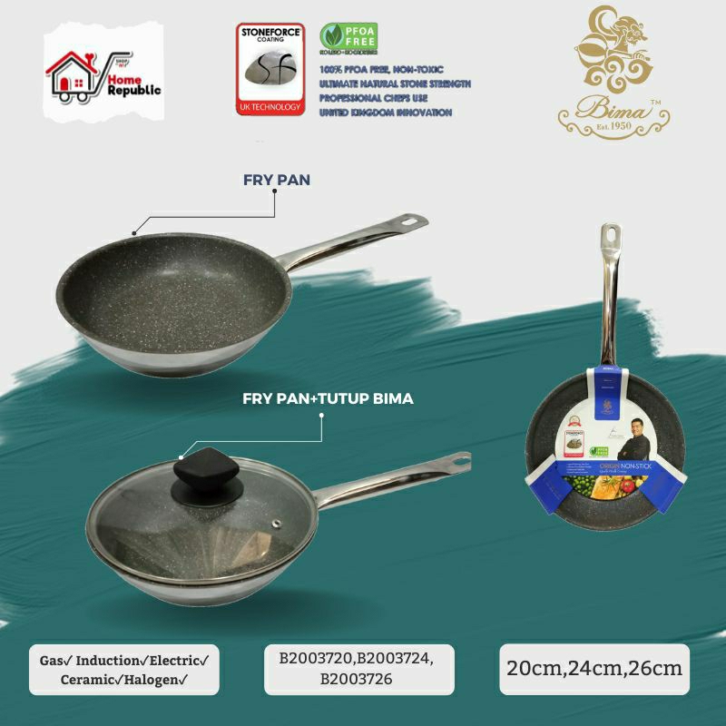 Jual Bima Origin Frypan 20cm 24cm 26cm Stoneforce Coating FryPan ...