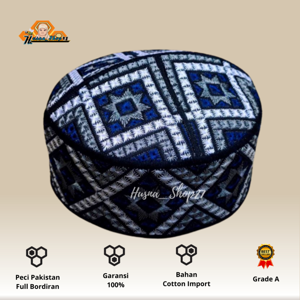 Jual peci pakistan /Peci Import Premiun/Peci Full Bordiran /Peci ...