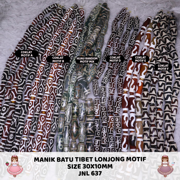Jual Code 637 1pcs Batu Tibet Dzi lonjong motif panjang 3cm | Shopee ...