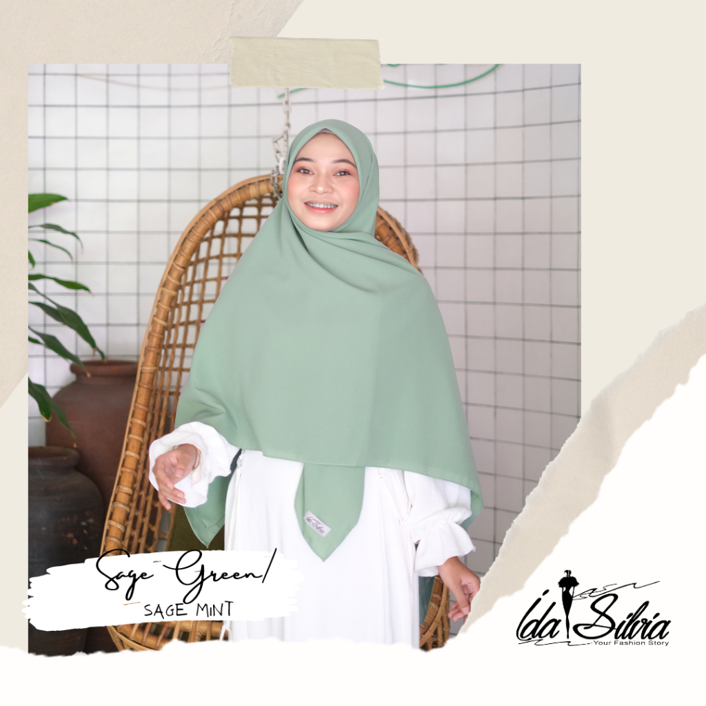 Jual KHADIJA SYARI SQUARE / Segiempat WOLFIS JUMBO Premium / Sage Green Hijau Wardah Hitam Soft ...