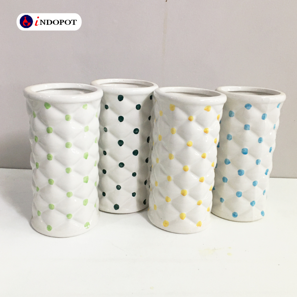 Jual Pot Bunga Keramik Tutul Vas Dekorasi Rumah Estetik (Warna Random ...