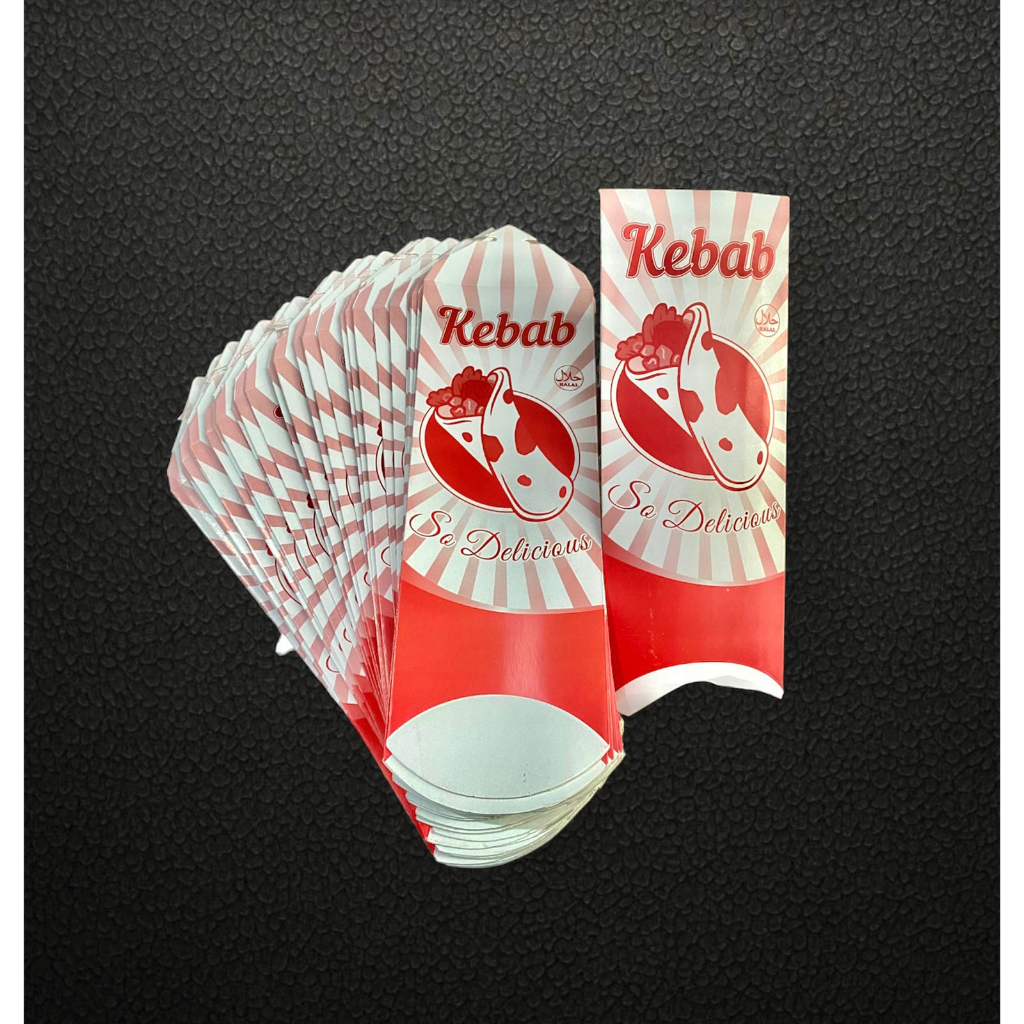 Jual Kemasan/BOX Kebab Tebal Merah Motif @10 lbr / Kertas Kebab tebal ...