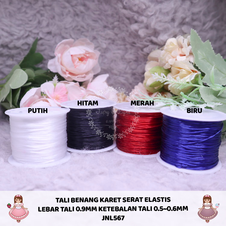 Jual Code 567 Tali Karet Serat Gelang Kalung Pipih 0.1mm 1 Roll ...