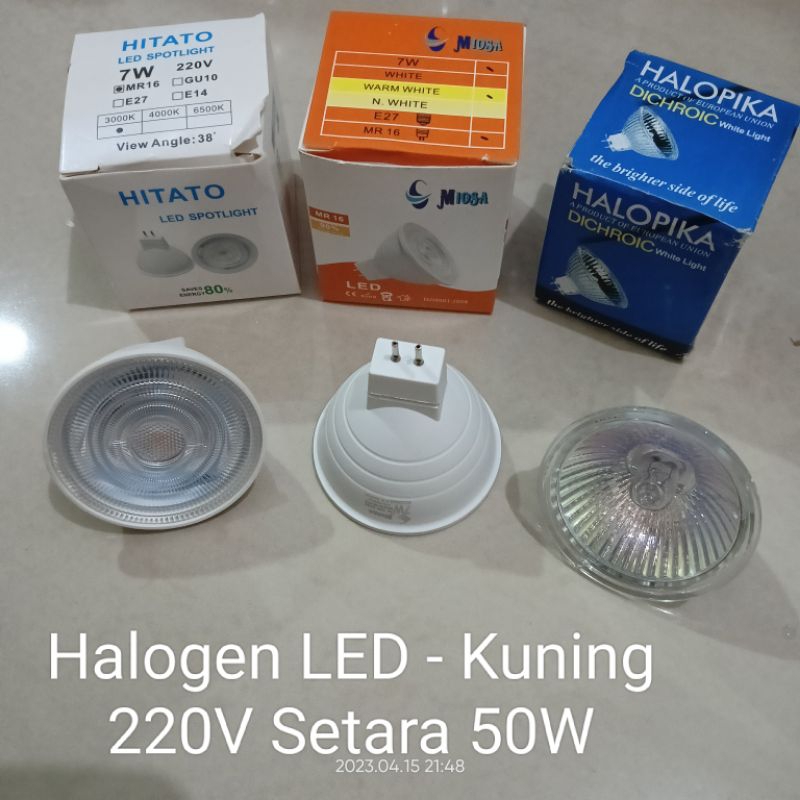 Jual Lampu Halogen LED 220V setara 50W MR16 Warm White Kuning Sparepart ...