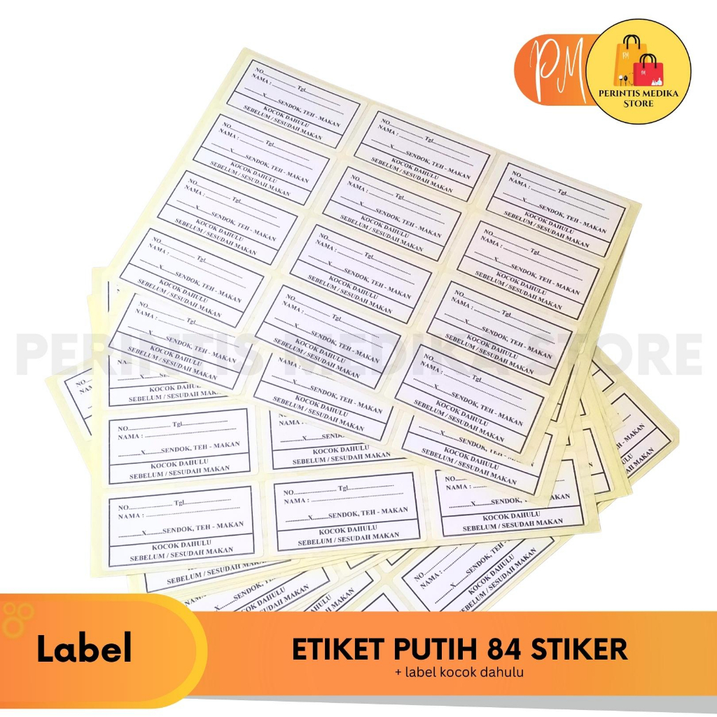 Jual Etiket Putih + Label Kocok Dahulu 84 Stiker l Label Obat Sirup ...