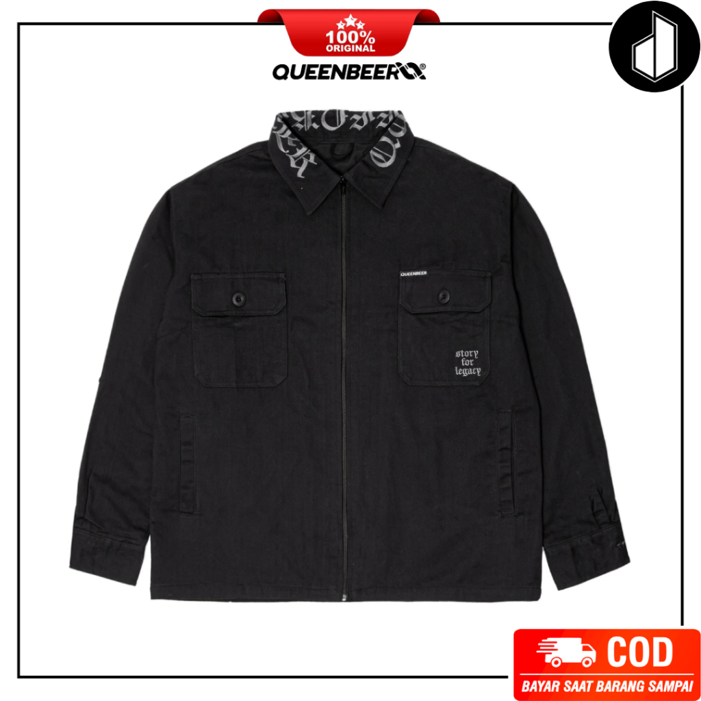 Jual Jaket Queenbeer Original Canvas Jacket 603 | Shopee Indonesia