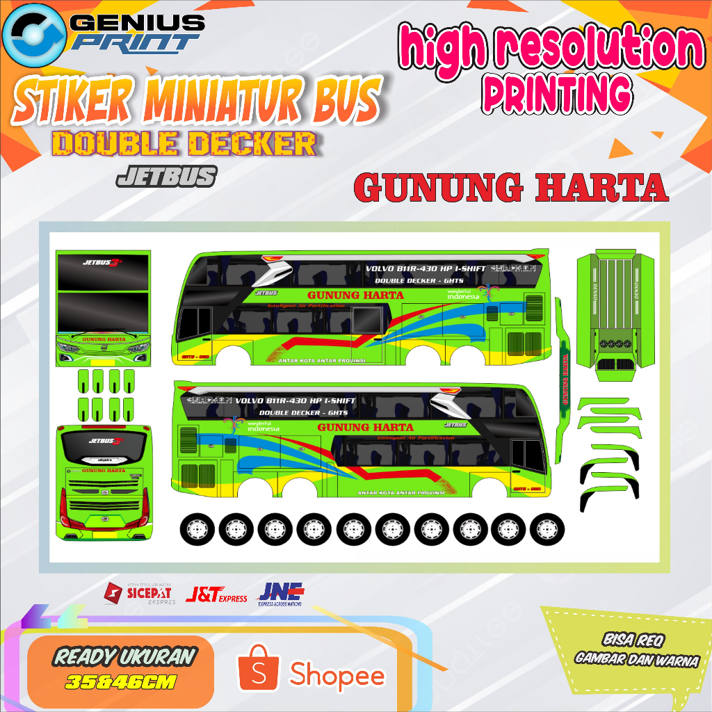 Jual Stiker A3 Miniatur Bus Double Decker JB3 Livery Gunug Harta | Rosalia Indah | Subur Jaya ...