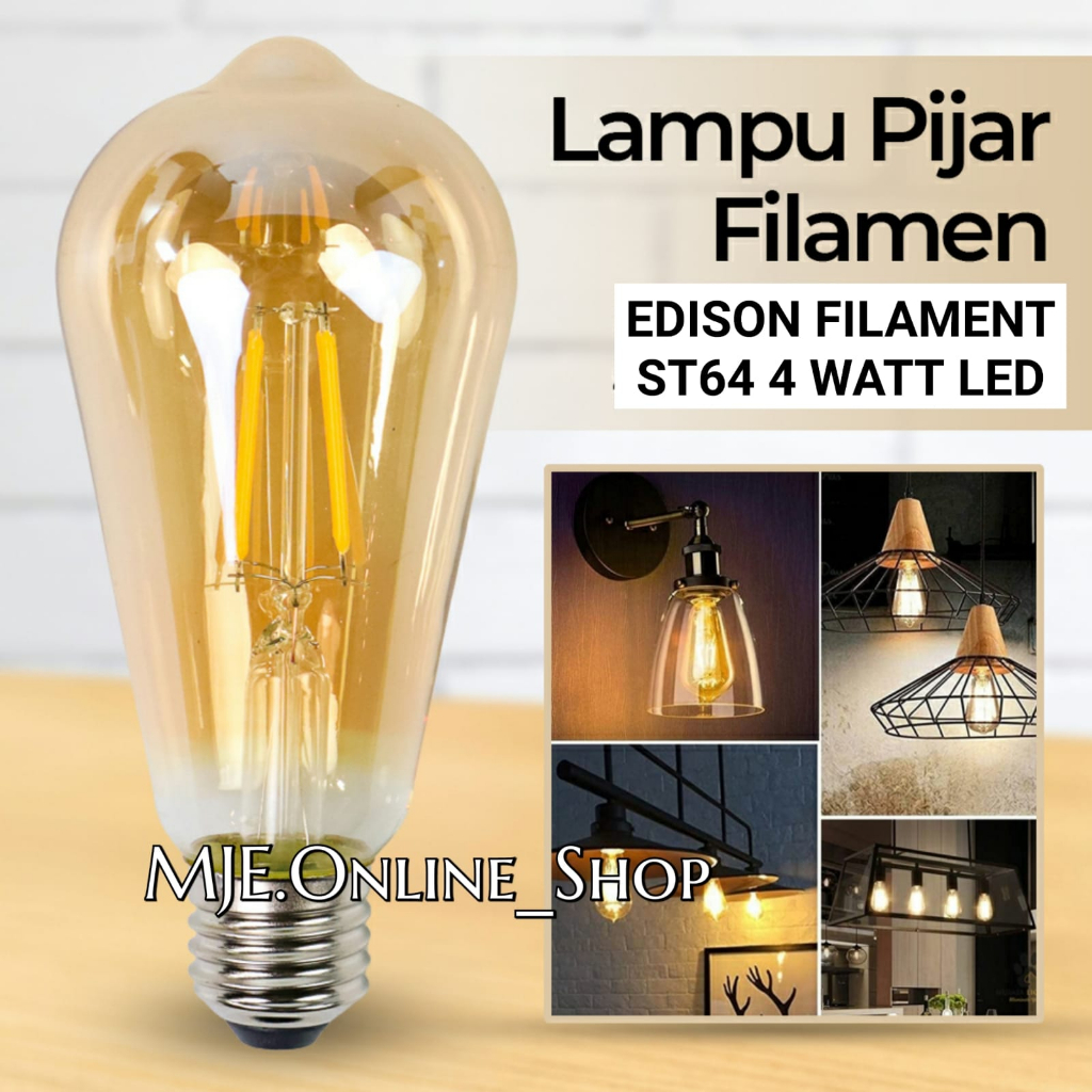 Jual LAMPU LED FILAMEN EDISON ST64 OVAL 4 WATT FITTING E27 / LAMPU ...