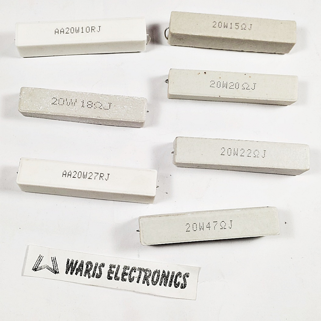 Jual Resistor Kapur 20 Watt R 20W 10 Ohm/ 15 Ohm/ 18 Ohm/ 20 Ohm/ 22 ...
