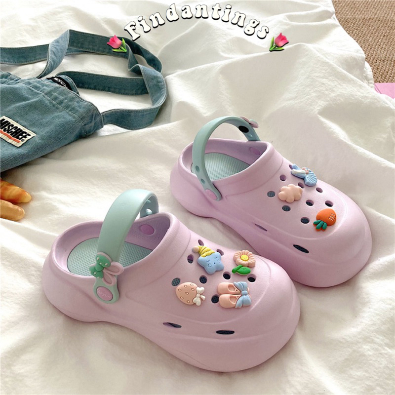 Jual Sandal Clogs platform crocs pastel lilac korean wanita findantings ...