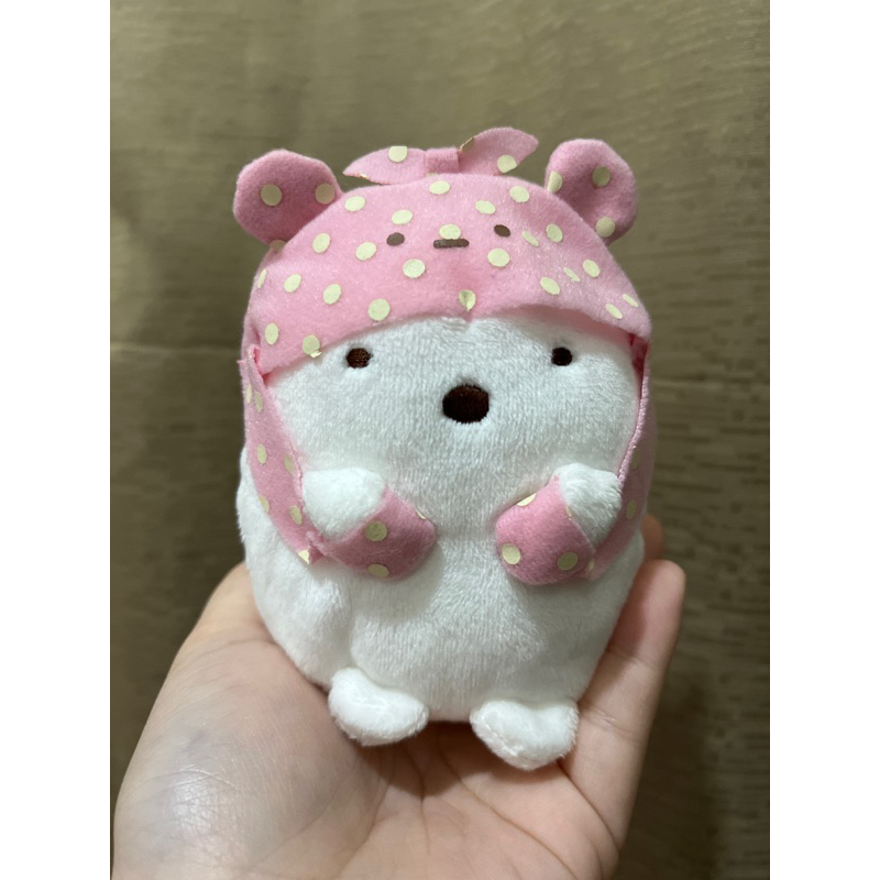 Jual [rare] Boneka Sumikko Topi pink 12cm Shiro Kuma hoodie pink ...