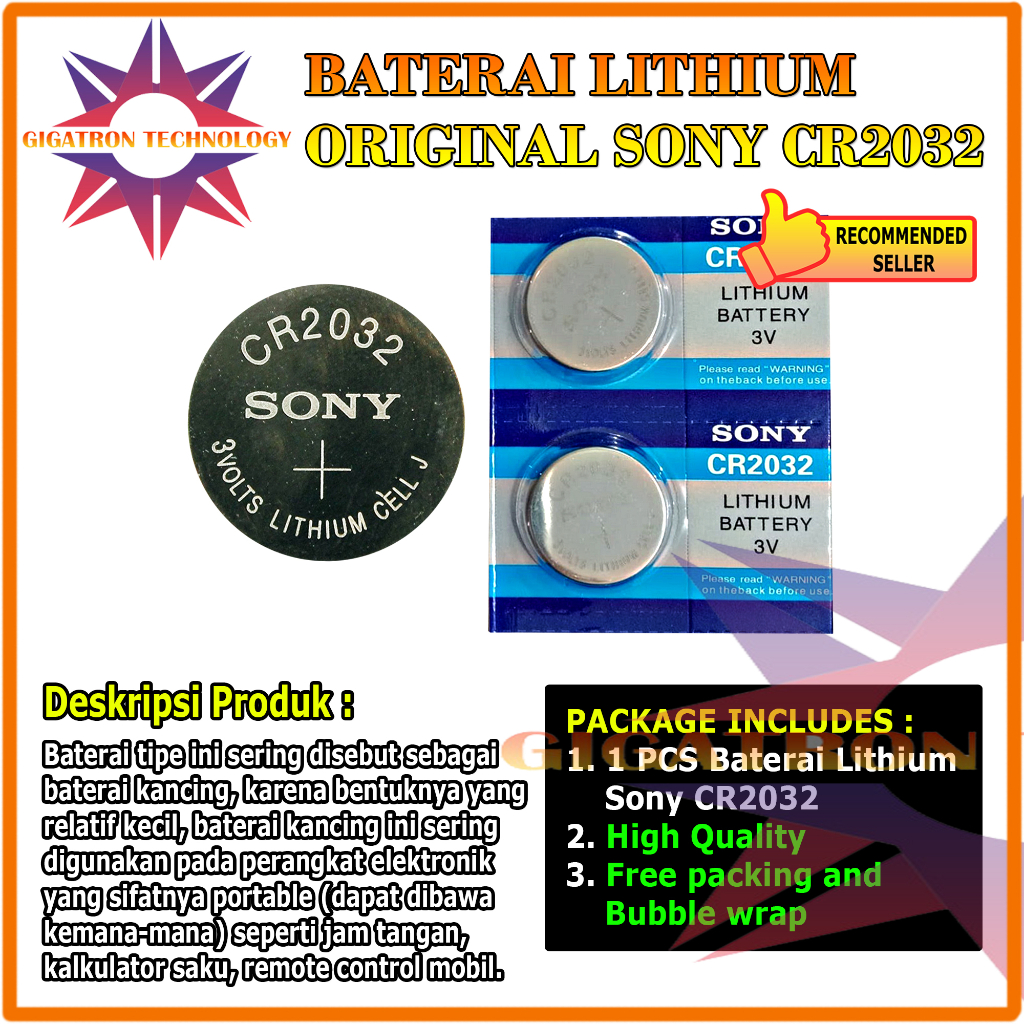 Jual Baterai Kancing Sony 3V Lithium CR 2032 Original Button Battery ...