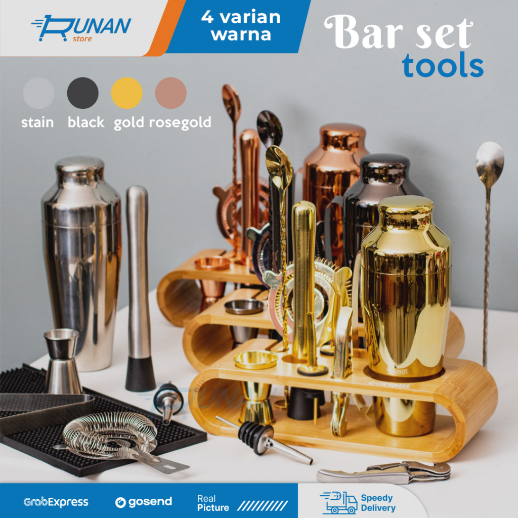 Jual Cocktail Shaker Set 550ml - Alat Bartender Kit 10in1 Cocktail ...