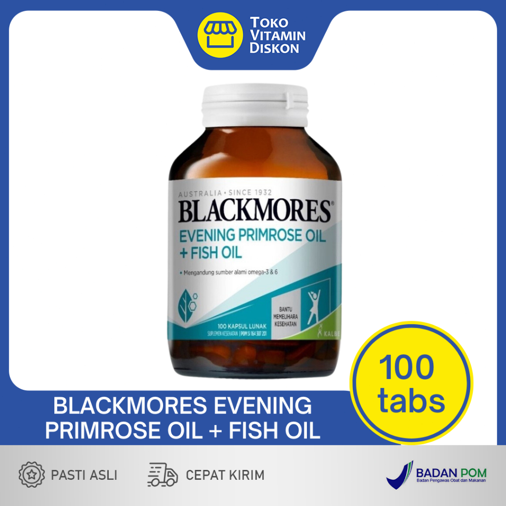 Jual BLACKMORES EVENING PRIMROSE OIL PLUS FISH OIL BPOM KALBE - 100 ...