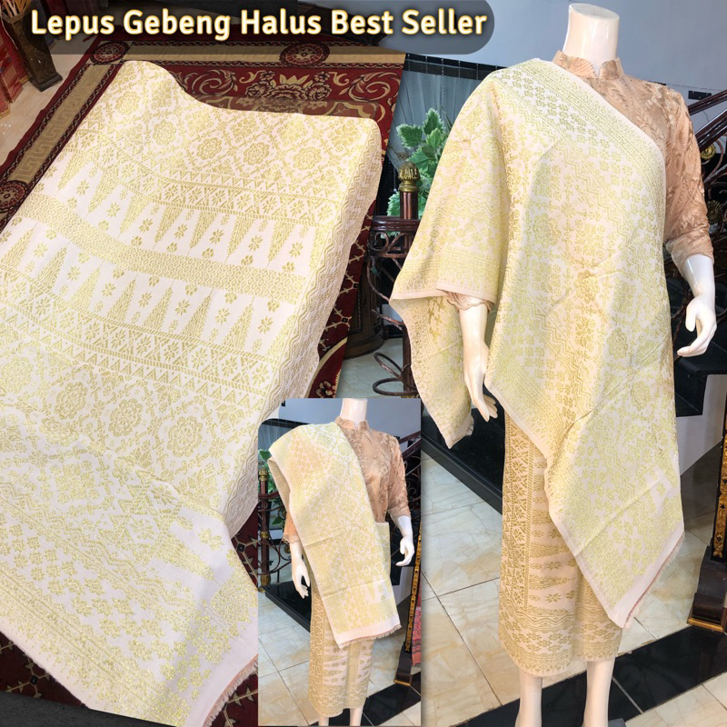 Jual TERLARIS Songket Lepus Halus Putih silver & Cream Gold /Songket ...