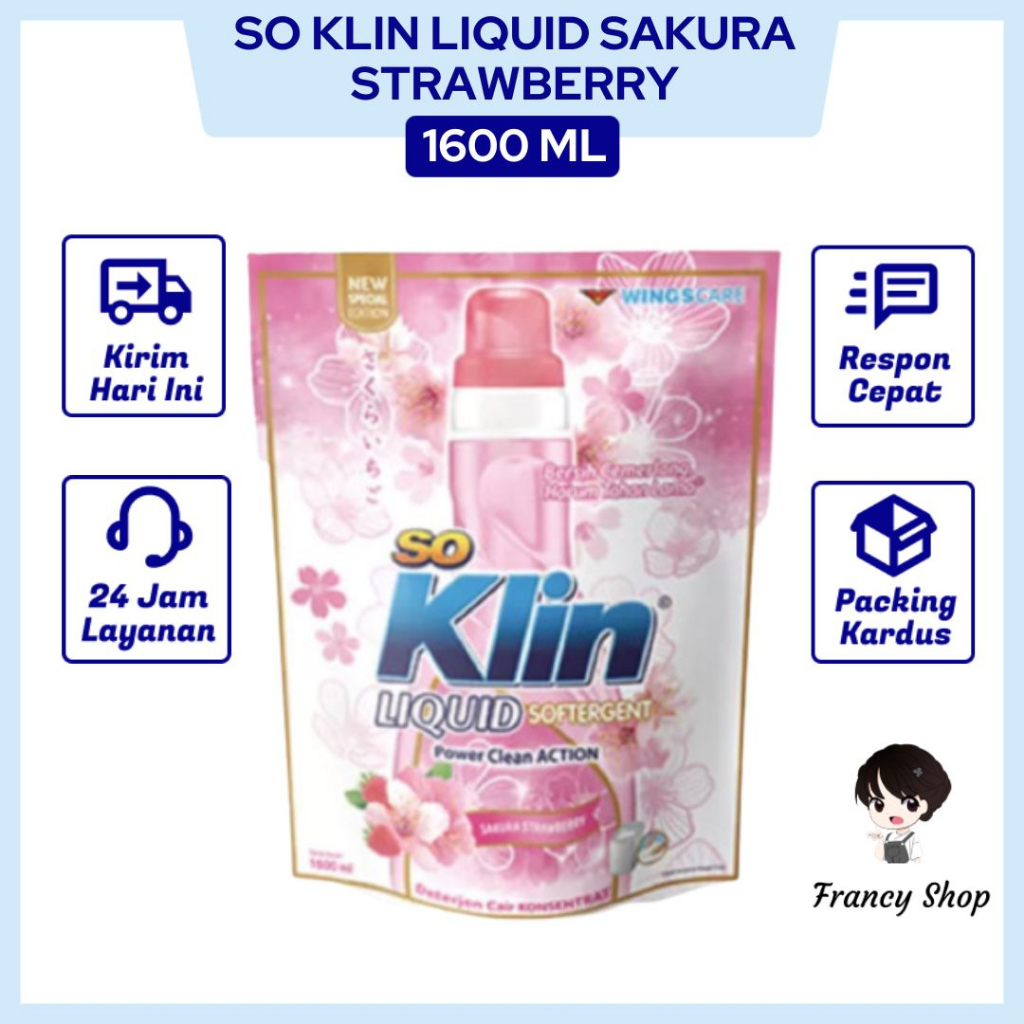Jual So Klin Liquid Sakura Strawberry Deterjen Cair Konsentrat 1600 ML | Shopee Indonesia