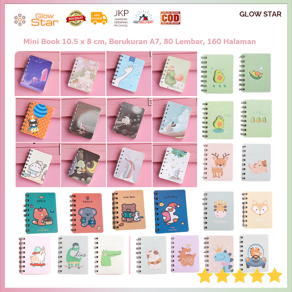 Jual Mini Book, Buku kecil anak anak motif lucu A7 tulis gambar catatan ...
