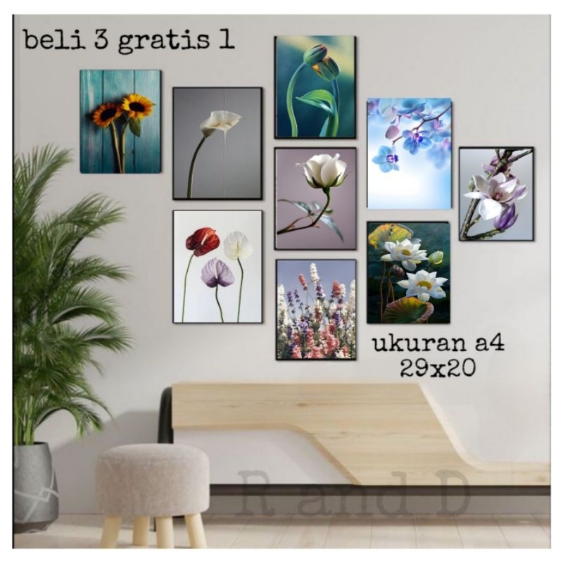 Jual Hiasan Dinding Gambar Bunga Ukuran 29x20 Cetak Foto Poster Gambar ...