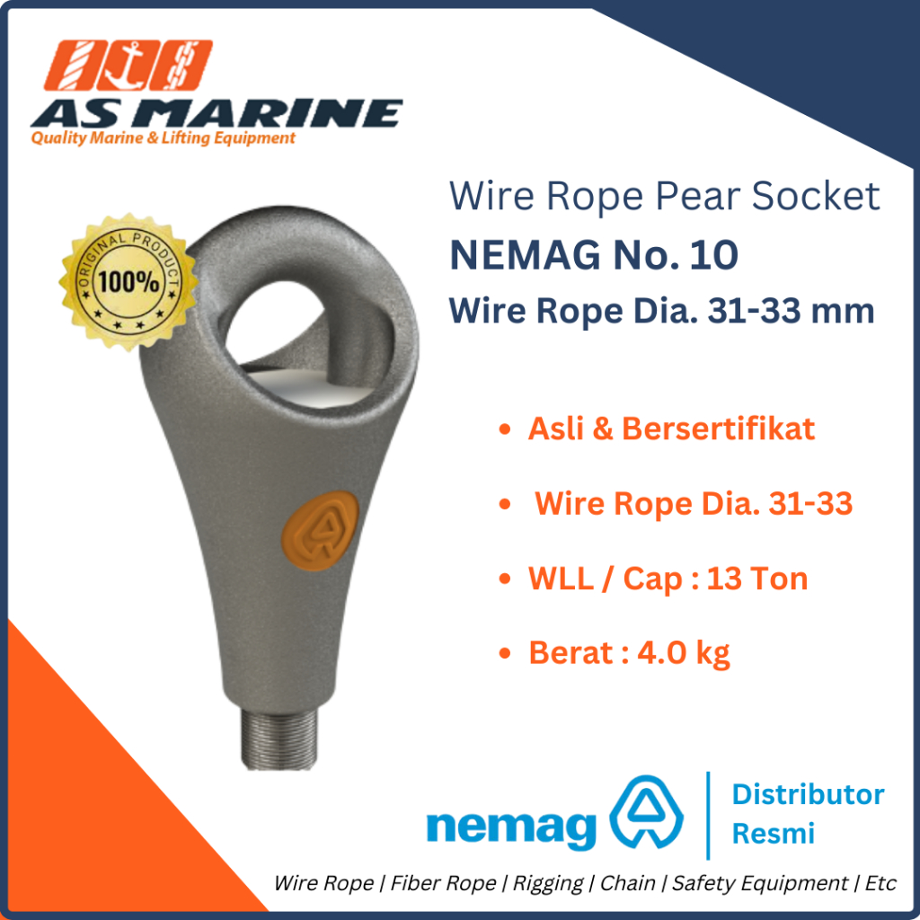 Jual Wire Rope Pear Socket Type S No. 1232 (Wire Rope Dia. 31–33 mm ...