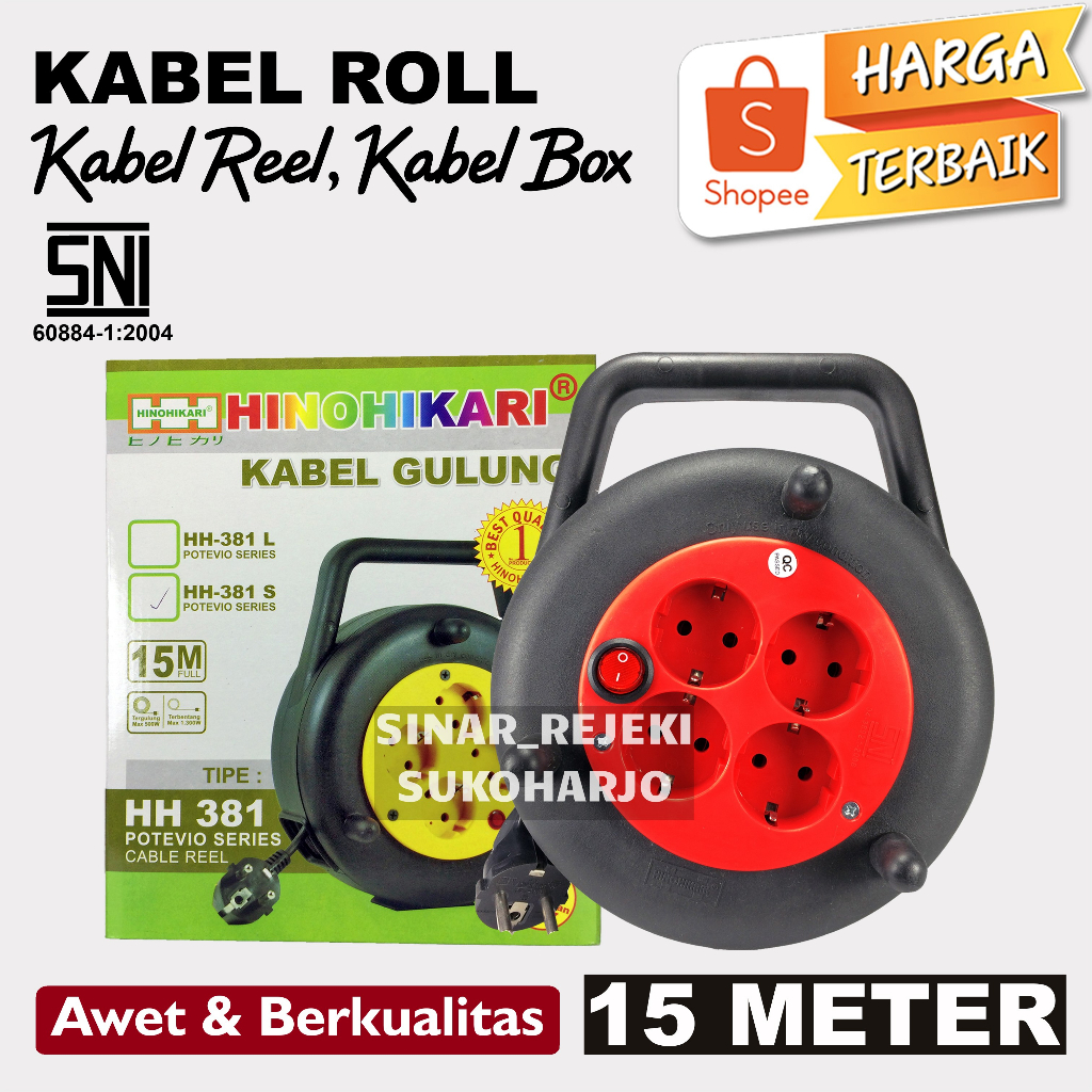 Jual Kabel Rol / Kabel Roll / Kabel Gulung 4 Lubang 10M 10 METER 15M 15 METER FULL + Saklar ...