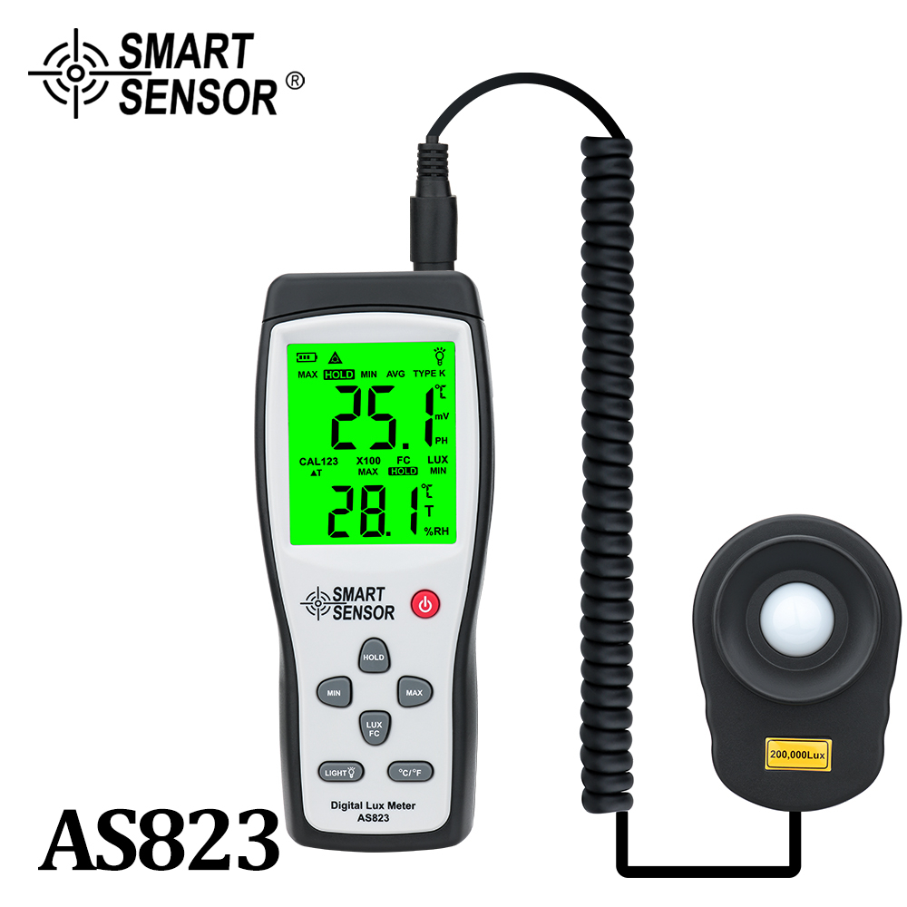 Jual Luxmeter Digital Lux Meter Photometer Smart Sensor AS823 1-200 ...