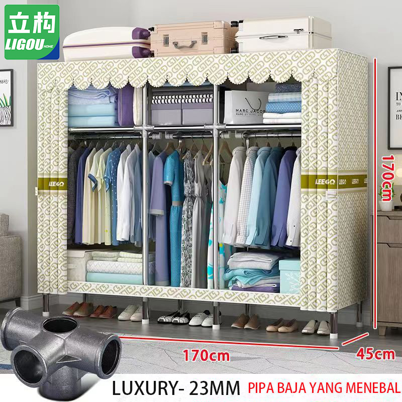 Jual Lemari Pakaian Kain Lemari baju lemari pakaian pipa baja Besi ...