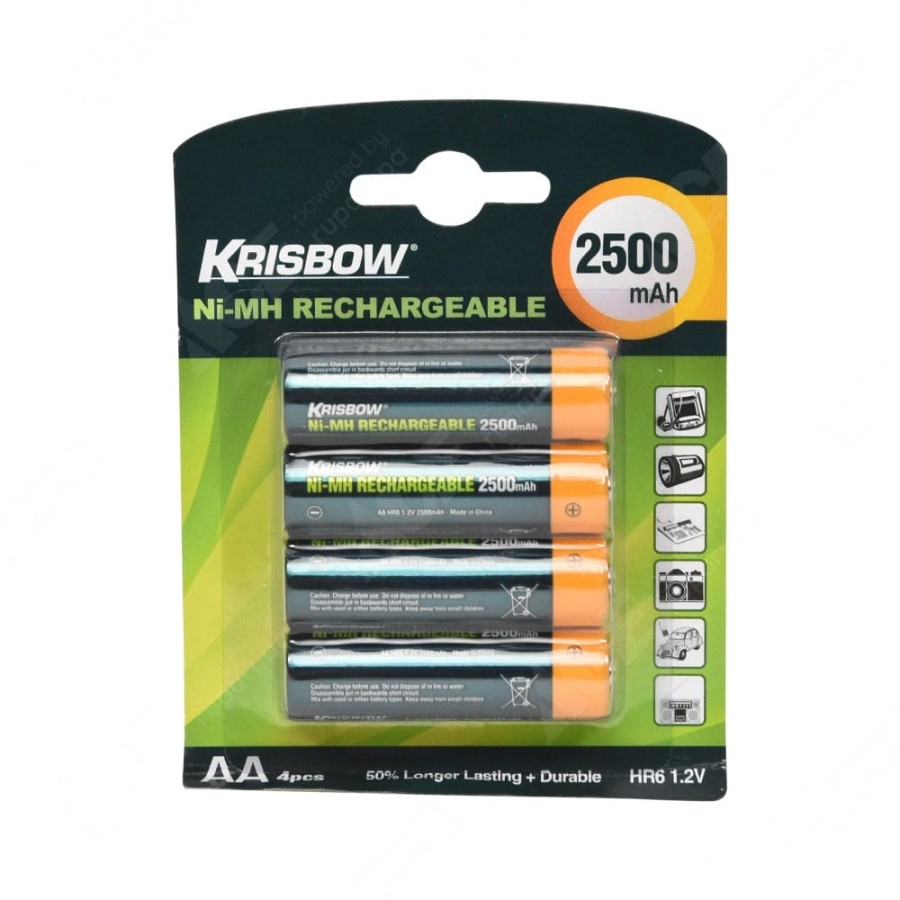 Jual Paket Krisbow Set Baterai Rechargeable Size Aa 2500 Mah 4 Pcs ...