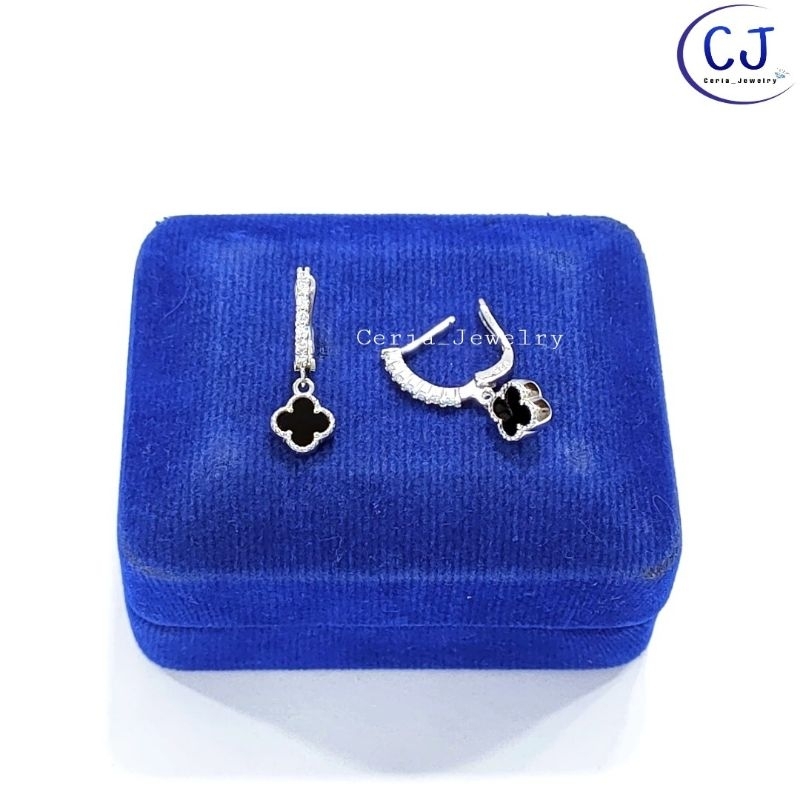 Jual Anting Perak Asli Silver 925 Lapis Emas Putih Model Jepit Clover ...