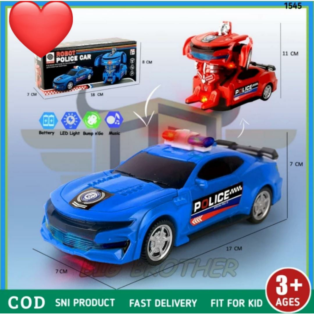 Jual Mainan mobil robot police transformer car berubah bentuk ...