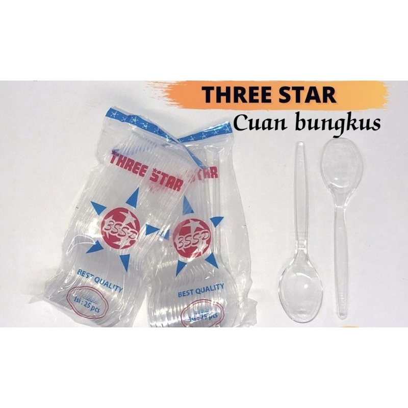 Jual Sendok plastik bening three star sendok bening isi 25 pcs ...