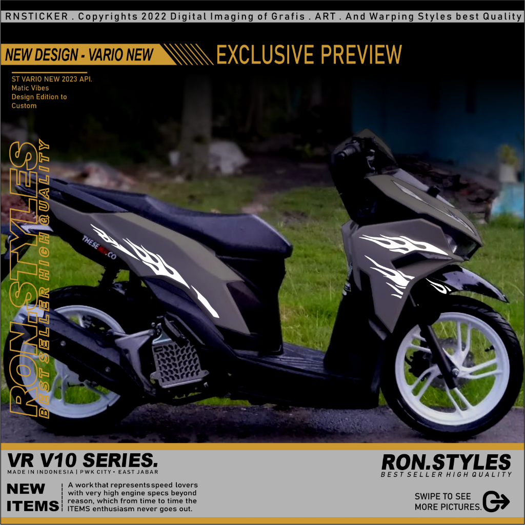 Jual V10 CUTTING STRIPING VARIO NEW 125 2022 MOTIF API HOTWHEELS SIMPLE STYLE COPY TRANSPARAN ...
