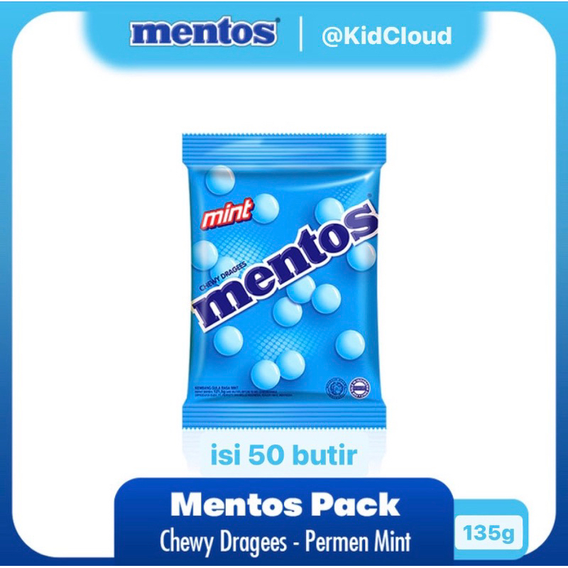 Jual Mentos Mint Pack 50 butir / permen bag 135 gr | Shopee Indonesia