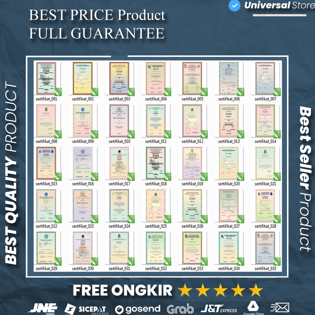 Jual Koleksi 1080 Template Sertifikat Piagam Sertipikat Certificate ...